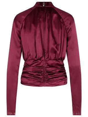 ROTATE BY BIRGER CHRISTENSEN Burgundy Silk Blouse - Multicolor