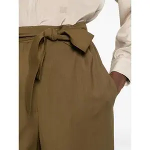 Max Mara High-waisted Wide Leg Trousers With Belt - Brown