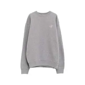 JW Anderson Grey Melange Cotton Crew Neck Sweatshirt With Embroidered Anchor Logo - Gray