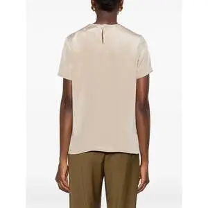 Max Mara Satin T-shirt With Embroidered Pocket - Green