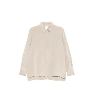 Max Mara Beige Silk Embroidered Logo Shirt - Cream
