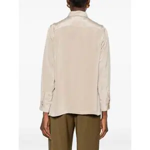 Max Mara Beige Silk Embroidered Logo Shirt - Cream
