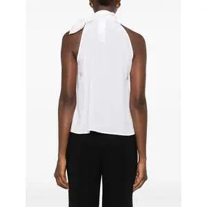 Max Mara Sleeveless Silk Blouse With Tie Detail - White
