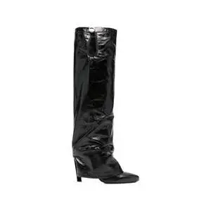 Attico Leather High Heel Boots - Black