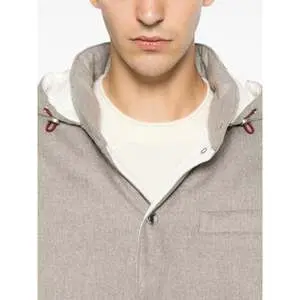 Brunello Cucinelli Grey Melange Wool Vest With Drawstring Hood - Gray