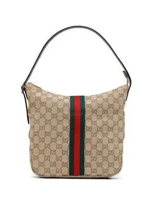 Gucci Monogrammed Canvas Lunetta Crossbody Bag With Web Stripe - Multicolor