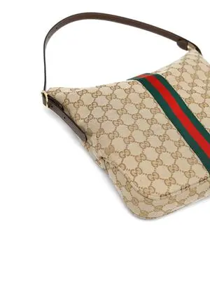 Gucci Monogrammed Canvas Lunetta Crossbody Bag With Web Stripe