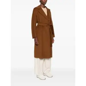 Max Mara Single Breasted Coat With Belt - Brown