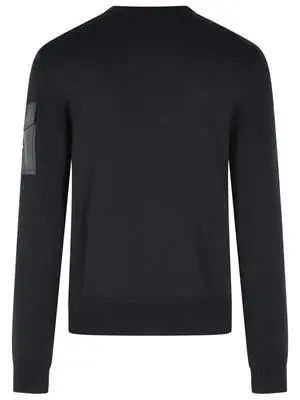 Moncler Virgin Wool Sweatshirt With Logo Patch - Blue