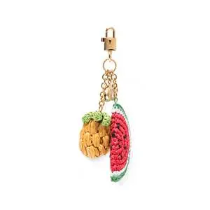 Dolce & Gabbana Woven Raffia Fruit Charm Keychain - Red