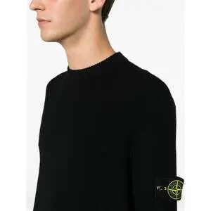 Stone Island Virgin Wool Crew Neck Jumper - Black