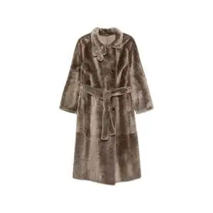 Brunello Cucinelli BRUNELLO CUCINELLI Shearling Belted Coat Cream