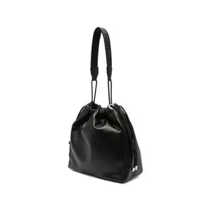 VIVIENNE WESTWOOD Grained Leather Drawstring Shoulder Bag - Black