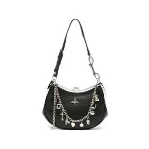VIVIENNE WESTWOOD Leather Orb-motif Charm Shoulder Bag - Black
