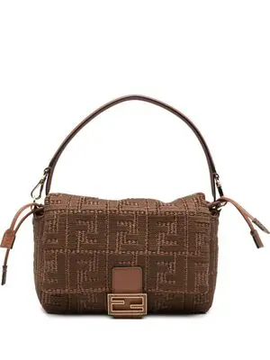 Fendi Mamma Baguette Embroidered Rafia Shoulder Bag - Multicolor