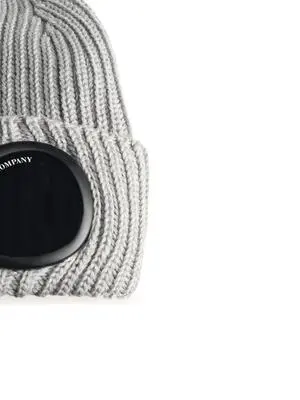 C.P. COMPANY Wool Beanie With Goggles Applique - Gray