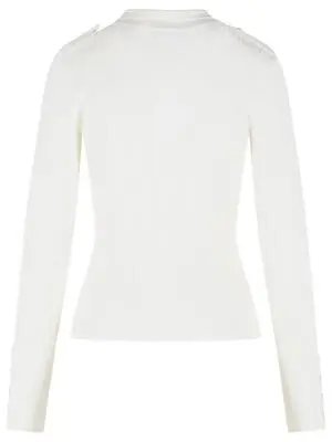 COURREGES Viscose Blend Ribbed Polo Shirt With Buttoned Cuffs - White