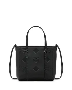 Mcm Toni Maxi Monogram Leather Shopper Bag - Black