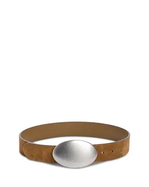 Madewell Oval Plaque Suede Belt - Forage