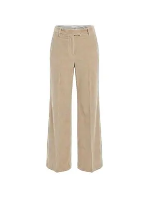 Brunello Cucinelli Sand Beige Corduroy Straight Leg Trousers - Multicolor