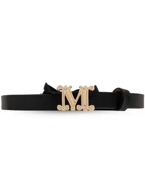 Max Mara Leather Belt With Gold Tone 'm' Logo - Multicolor