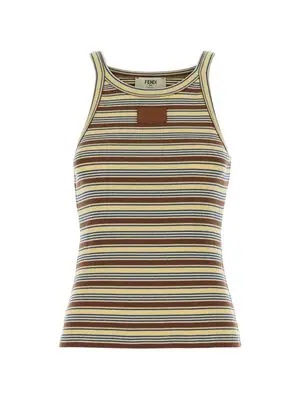 Fendi Striped Cotton Tank Top - Multicolor