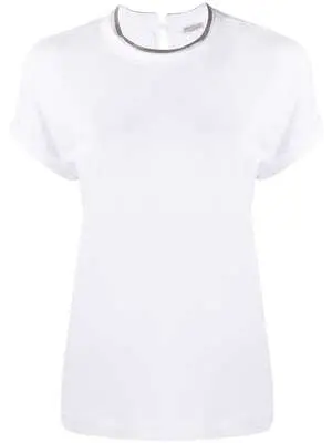 Brunello Cucinelli Monili Collar Cotton T-shirt - Multicolor