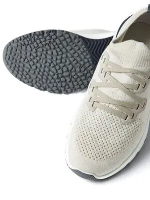 Brunello Cucinelli Cotton-blend And Leather Lace-up Sneakers