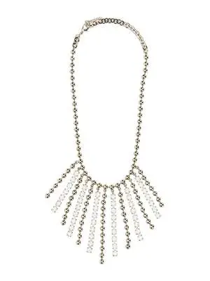Alessandra Rich Crystal Fringe Necklace - Silver