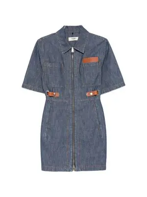 Fendi Denim Short Dress With Buckled Details