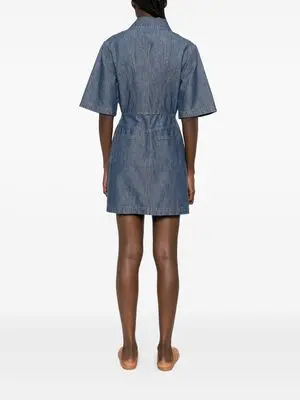 Fendi Denim Short Dress With Buckled Details - Multicolor