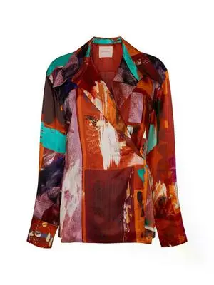 ROKSANDA Abstract Print Wrap Top