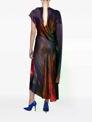 ROKSANDA Alia Asymmetric-sleeve Silk-satin Maxi Dress