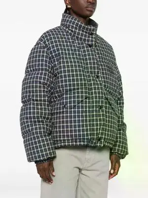 Miu Miu Check Pattern Reversible High Neck Jacket