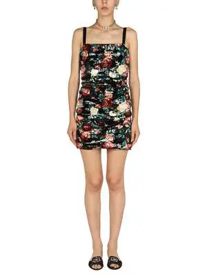Dolce & Gabbana Floral Sequin Square Neck Dress - Multicolor