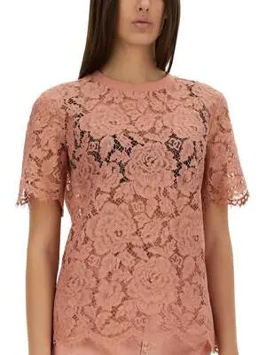Dolce & Gabbana Cordonetto Lace T-shirt - Pink