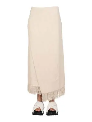 JIL SANDER Wrap Skirt With Fringe Detail - Multicolor