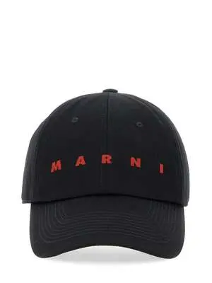 Marni Baseball Cap With Embroidered Logo - Black
