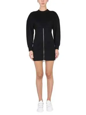 Alexander McQueen Ribbed Knit Cocoon Sleeve Mini Dress - Black