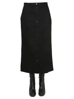Raf Simons Midi Skirt With Front Button Closure - Black