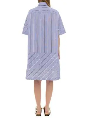 JW Anderson Oversized Striped Organic Cotton Shirt Dress - Multicolor