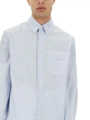 Versace Striped Shirt With Silk Printed Insert - Multicolor
