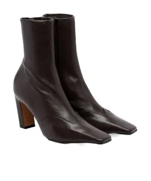 Khaite Solid Leather Ankle Boots