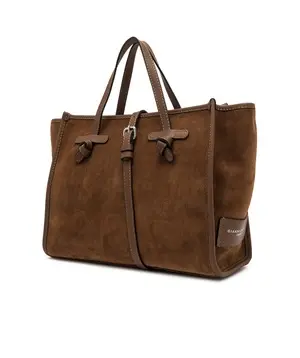 GIANNI CHIARINI Knotted Buckle Suede Tote Bag