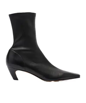 Khaite Arizona Leather Ankle Boots - Black