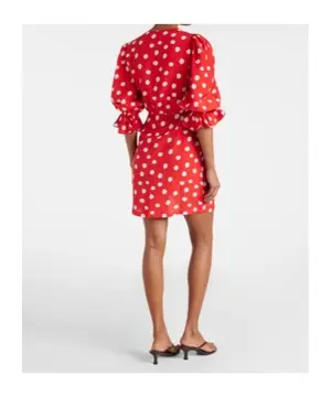 ADRIANA DEGREAS Polka-dot Ruffled Minidress