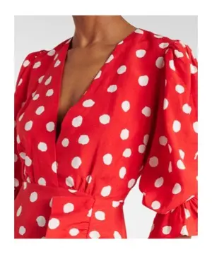 ADRIANA DEGREAS Polka-dot Ruffled Minidress