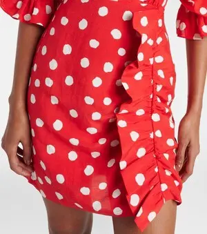 ADRIANA DEGREAS Polka-dot Ruffled Minidress
