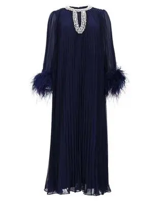 SELF-PORTRAIT Chiffon Midi Dress - Blue