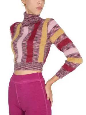 Dsquared2 Cropped High Neck Striped Knit Top - Multicolor